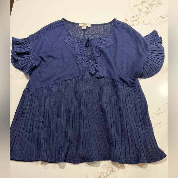 Vintage America | Tops | Vintage America Navy Blue Blouse With Pleated ...